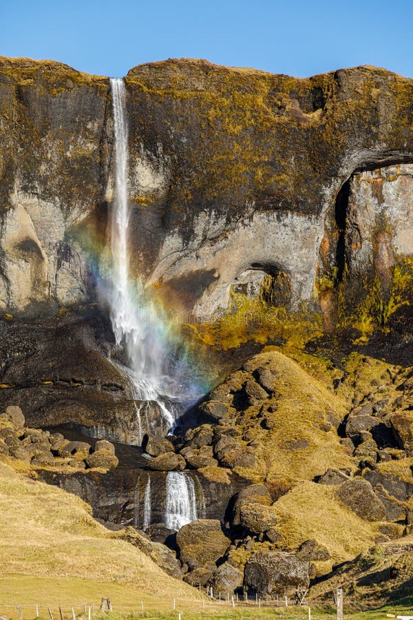 Waterfall and Landscape Under Lake Torutjorn, Iceland Stock Photo ...