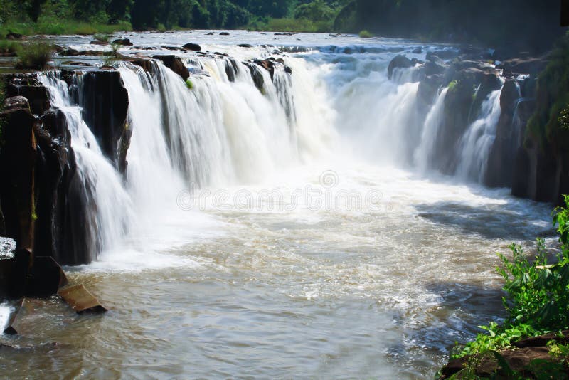 Waterfall in Laos with Red Water Stock Image - Image of forest, flora ...