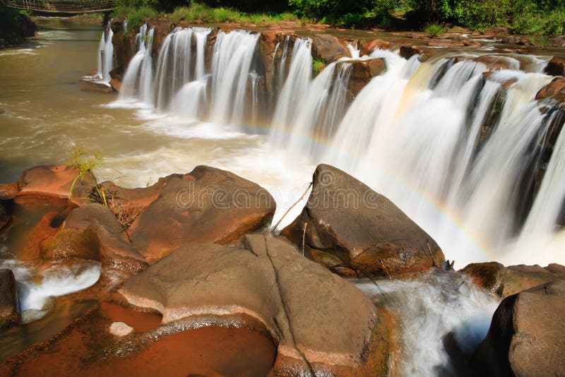 Waterfall in Laos with Red Water Stock Photo - Image of clean, beauty ...