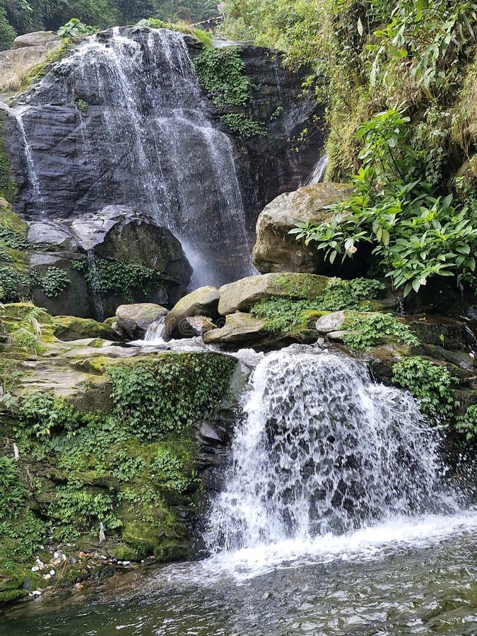 Waterfall in the Lap of the Himalayas Stock Photo - Image of water ...