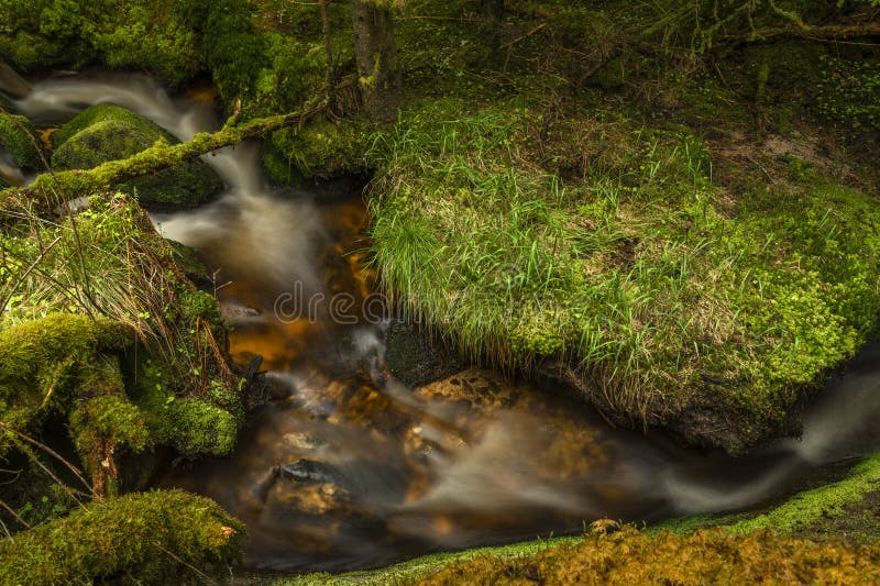 Waterfall on Lesni Creek in Sumava National Park in Spring Day Stock ...
