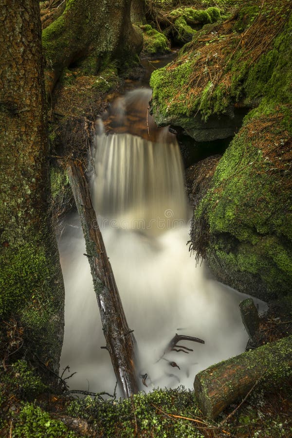 Waterfall on Lesni Creek in Sumava National Park in Spring Day Stock ...