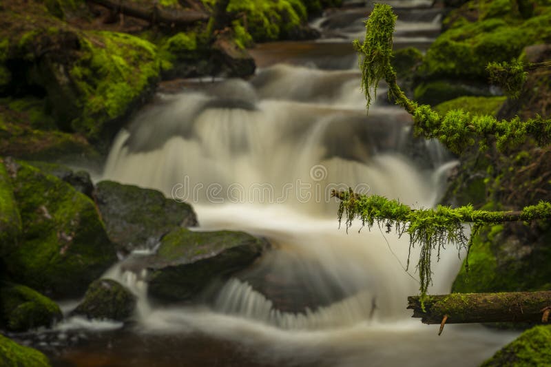 Waterfall on Lesni Creek in Sumava National Park in Spring Day Stock ...