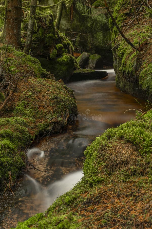 Waterfall on Lesni Creek in Sumava National Park in Spring Day Stock ...