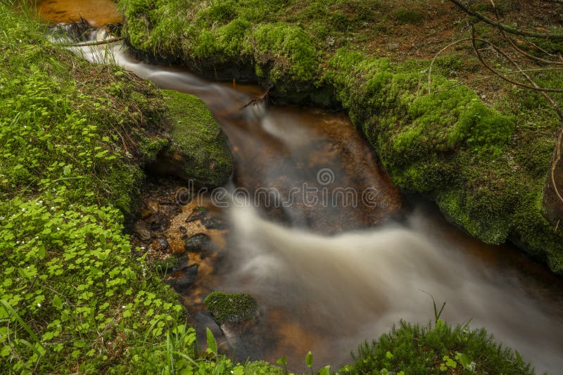 Waterfall on Lesni Creek in Sumava National Park in Spring Day Stock ...