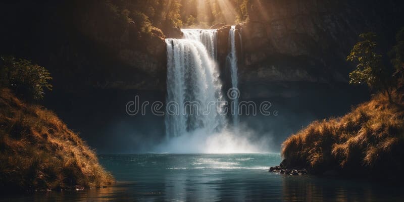 A Waterfall of Light Cascading from a Floating Island into the Void ...