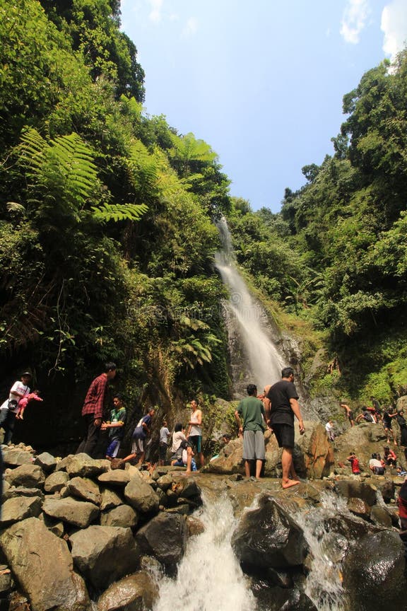 Waterfall editorial photo. Image of person, garden, stream - 382701766