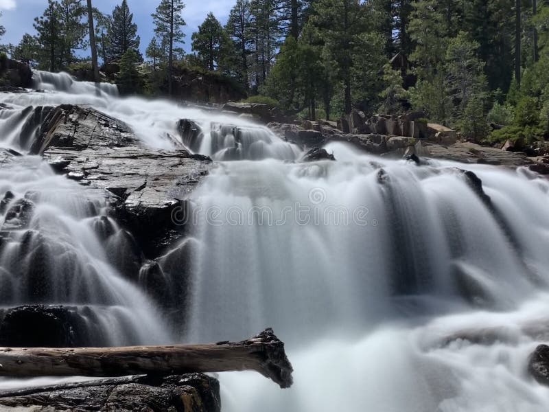 Long Waterfall In The Middle Of The Forest An European Rocks Mountains ...