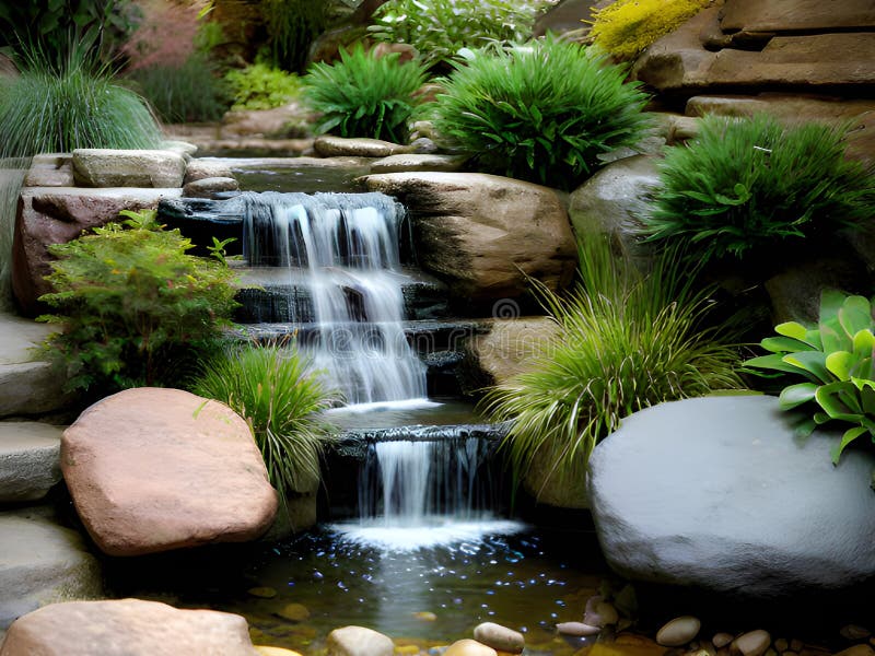 Waterfall Long Exposure Vertical View in Country Landscape, Ai ...