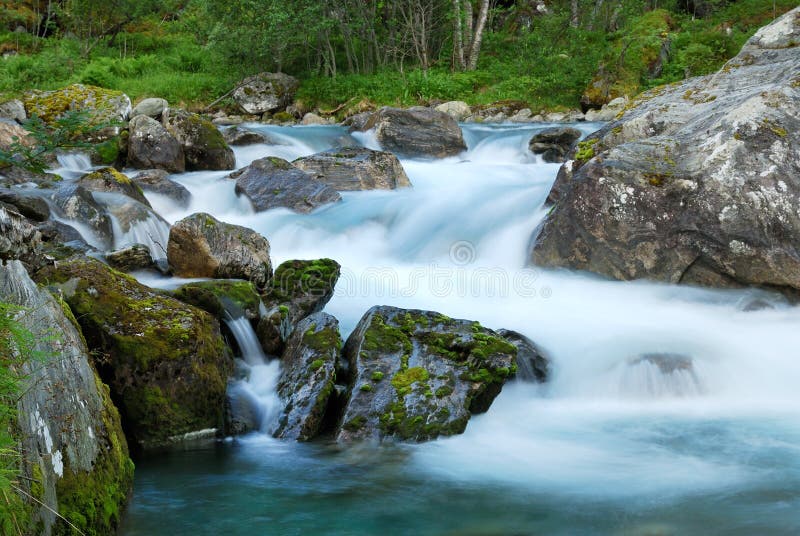 Waterfall at Long Shutter Speed Stock Image - Image of flowing, rock ...
