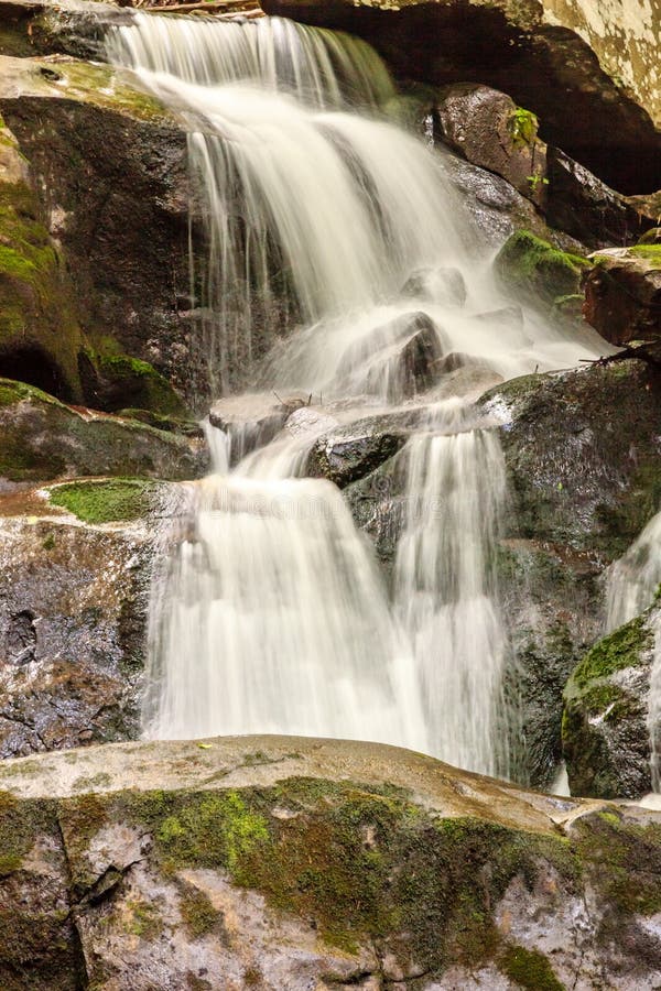 A Waterfall with a Lot of Moss Growing on the Rocks Stock Image - Image ...