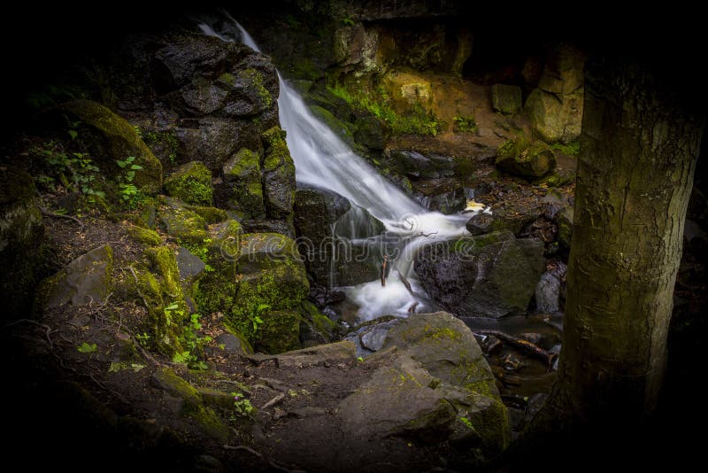 Waterfall in the Lumsdale Valley, Matlock, Derbyshire, Peak Dist Stock ...
