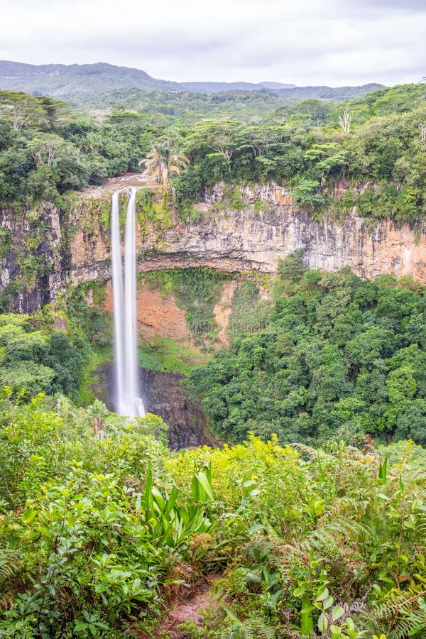 Waterfall, 80 M High and Falls into a Gorge. View of the Tropical ...