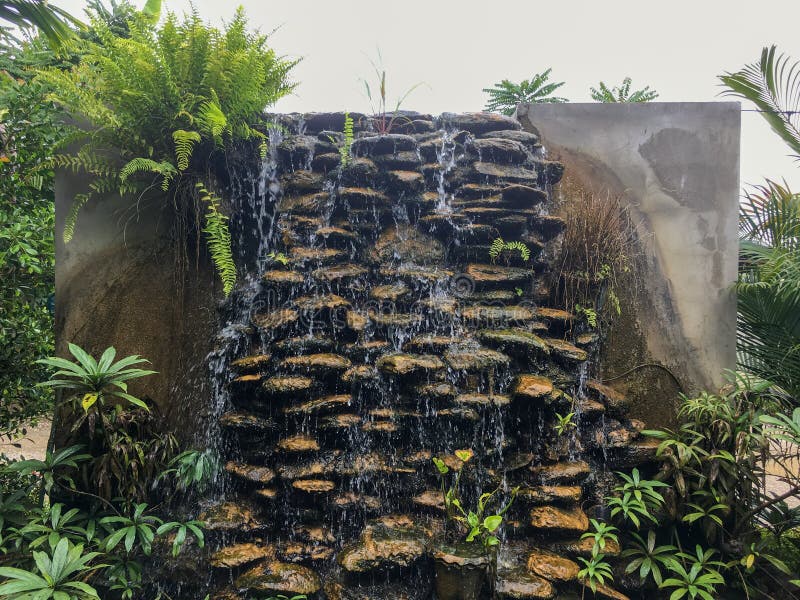 Waterfall Made of Limestone and Stone Stock Photo - Image of garden ...