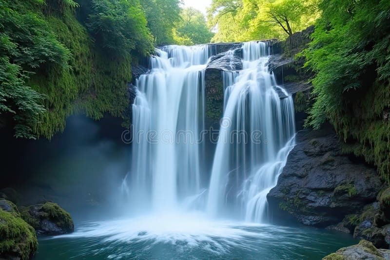 Waterfall Magnificence Detailed View Stock Illustration - Illustration ...