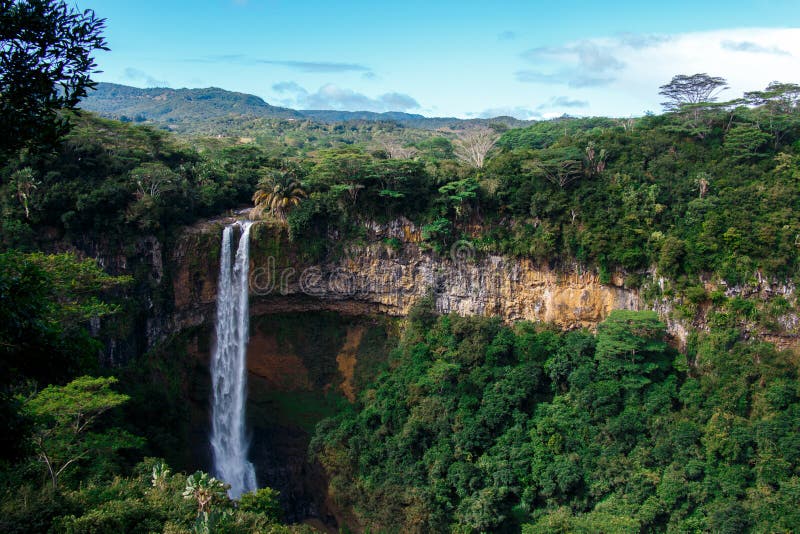 Waterfall in Mauritius stock photo. Image of mauritius - 98500130