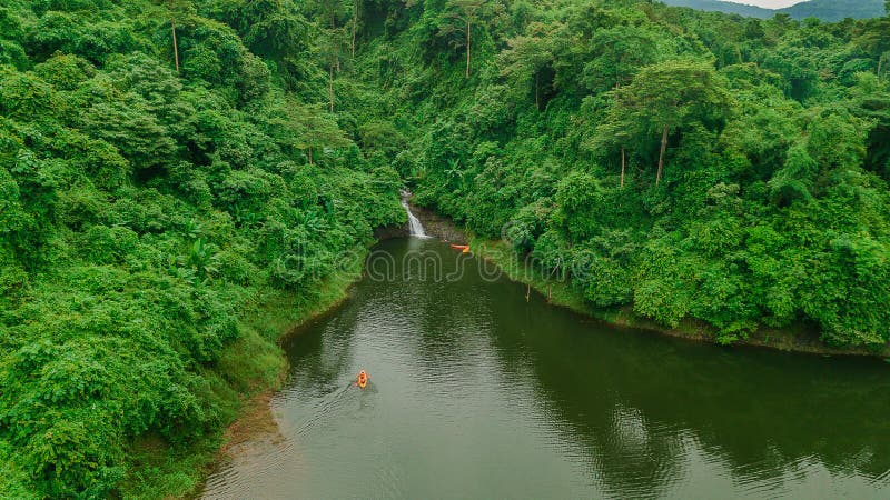 Waterfall in the Middle of the Forest. Bird Eye View , Drone Stock ...