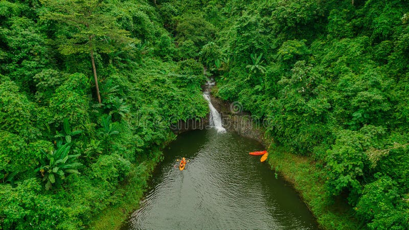 Waterfall in the Middle of the Forest. Bird Eye View , Drone Stock ...