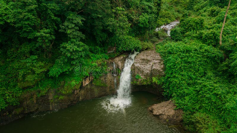 Waterfall in the Middle of the Forest. Bird Eye View , Drone Stock ...