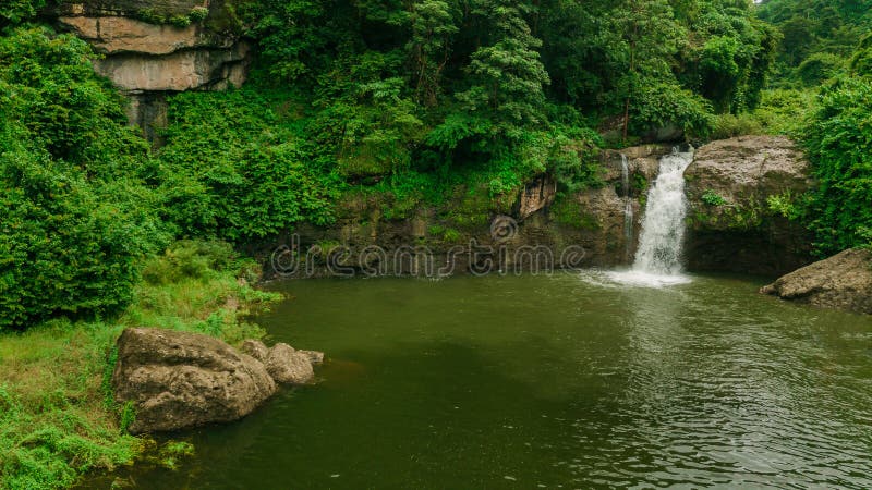 Waterfall in the Middle of the Forest. Bird Eye View , Drone Stock ...
