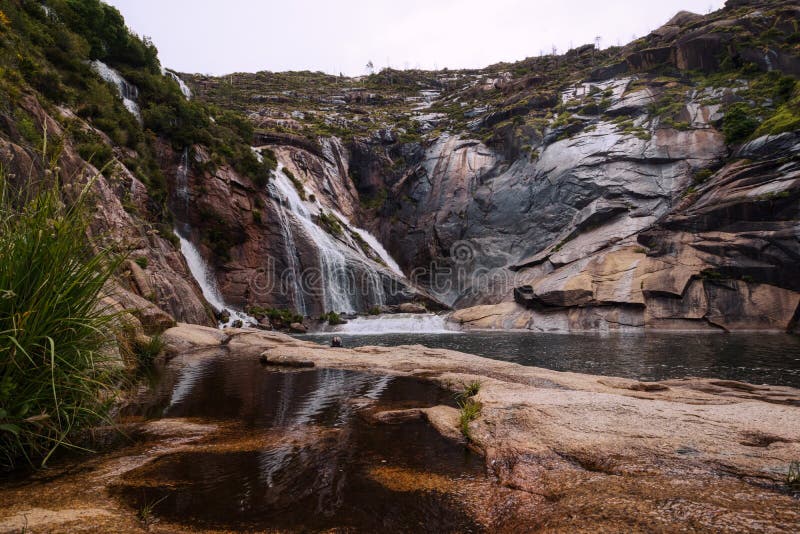 Waterfall of the Mirador De Ezaro in Spain Stock Image - Image of ...