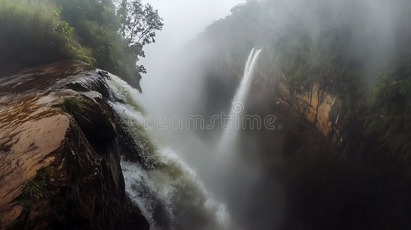 A Waterfall with Mist in the Air Stock Photo - Image of forest, cascade ...