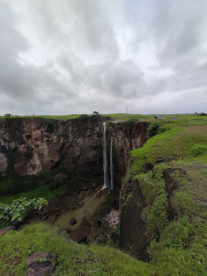 Waterfall during monsoon stock image. Image of river - 288276059