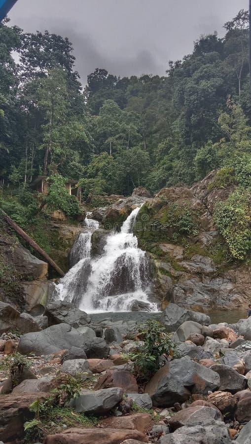 Waterfall in the Morning when the Wheather is Cloudy and Cold Stock ...
