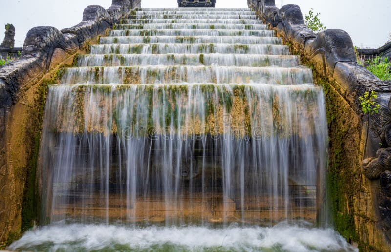 Waterfall with Mossy Stones. Kingdom of Ganesha Stock Photo - Image of ...