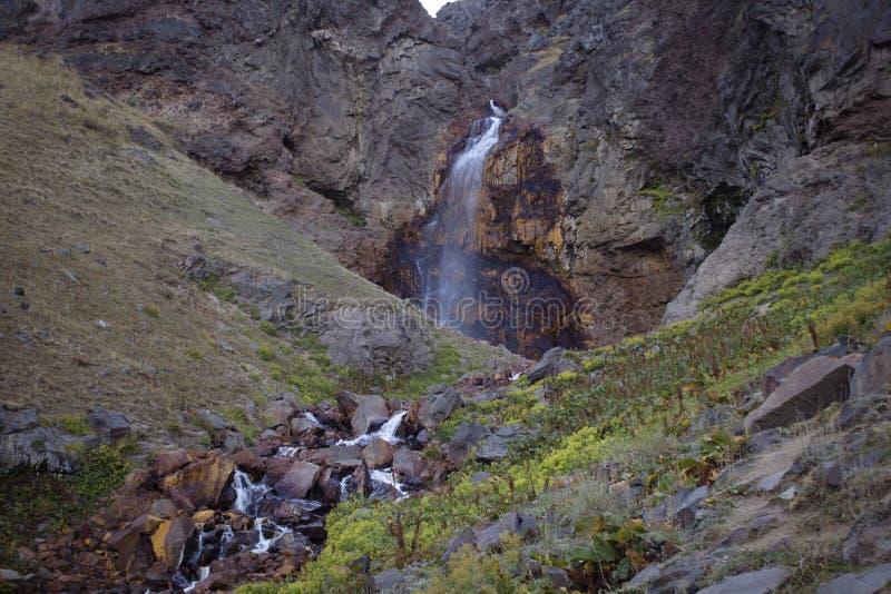 Waterfall in Mount Aragats stock photo. Image of autumn - 256809818
