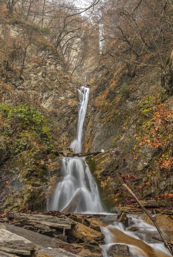 Waterfall Flowing into the River Gudialchay.Guba.Griz Village Stock ...
