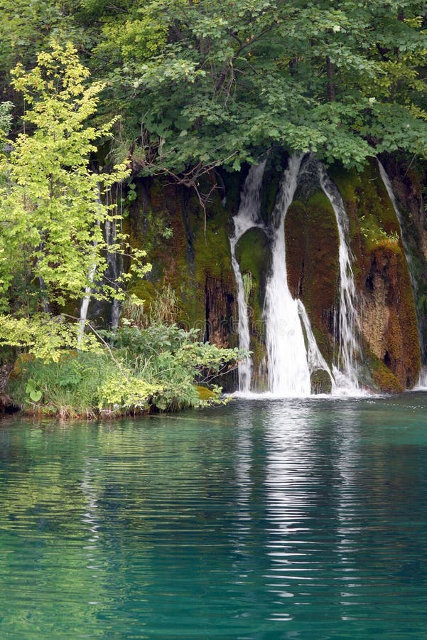 Waterfall and a Mountain Lake Stock Photo - Image of landscape, nature ...