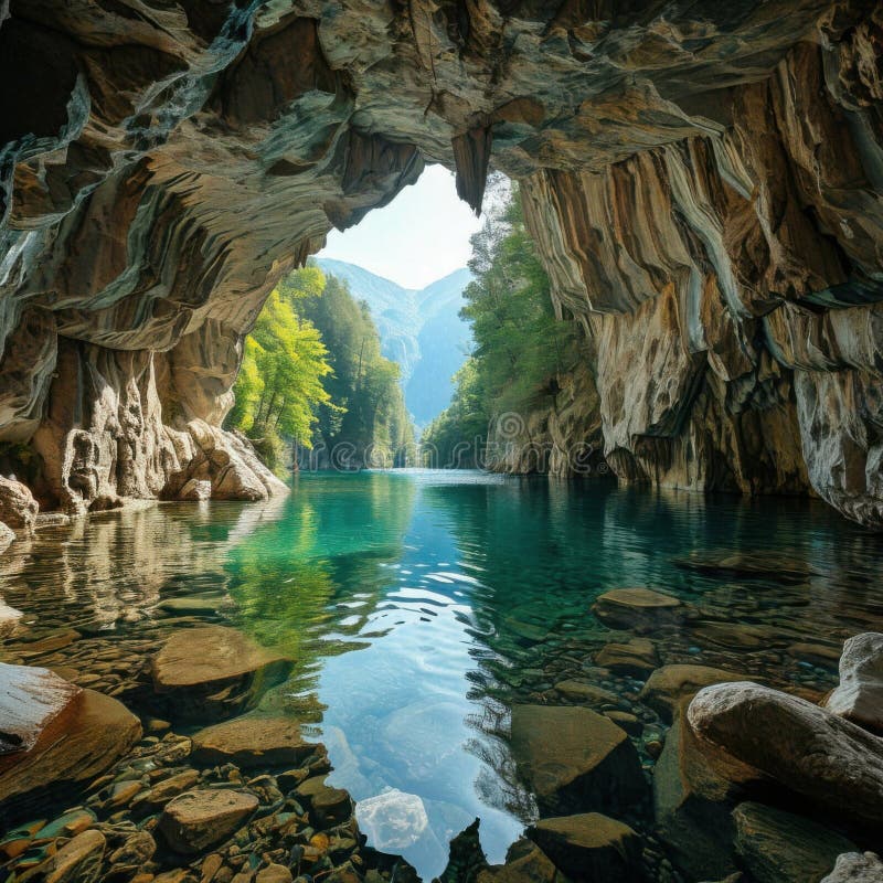 Waterfall. mountain lake stock photo. Image of vibrant - 363472996