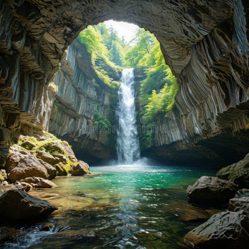 Waterfall. mountain lake stock image. Image of nature - 363473367
