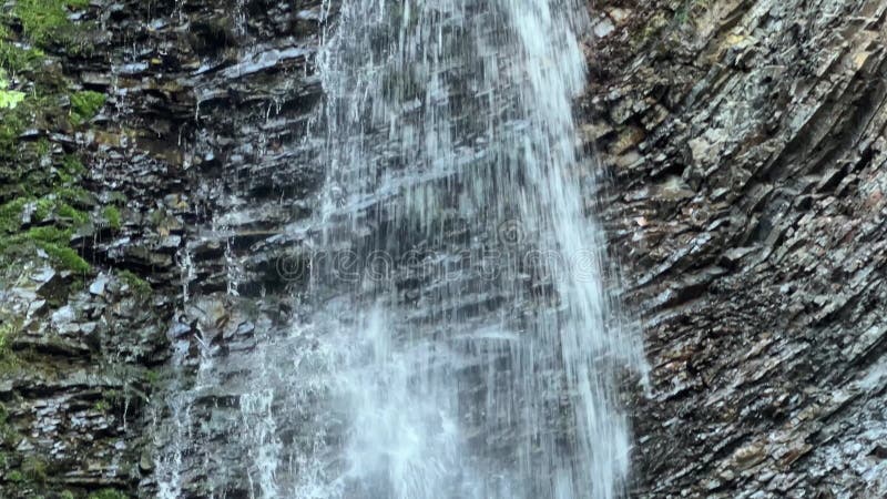 Waterfall on Mountain River from Cliff in Forest, Close-up Stock ...