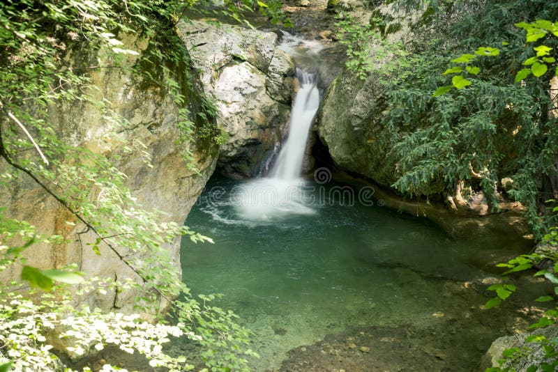 Waterfall on a Mountain River of Crimea Stock Photo - Image of splash ...