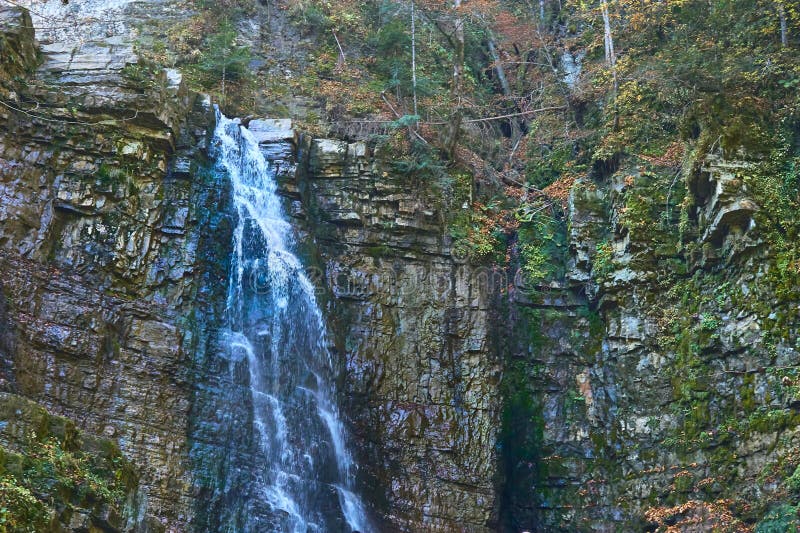 Waterfall on a Mountain River with Fresh Clear Water, Massive Stone ...