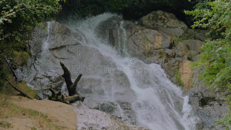 River, Stream is Flowing and Falling Down, Waterfall in the Mountain ...
