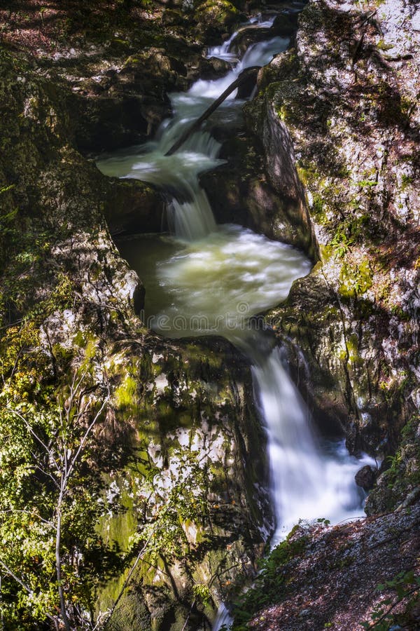 Waterfall on a Mountain River through the Yellow Keys. Stock Image ...
