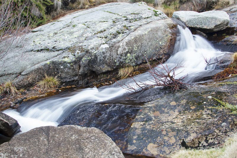 Waterfall in a Mountain Stream Stock Image - Image of forest, beauty ...