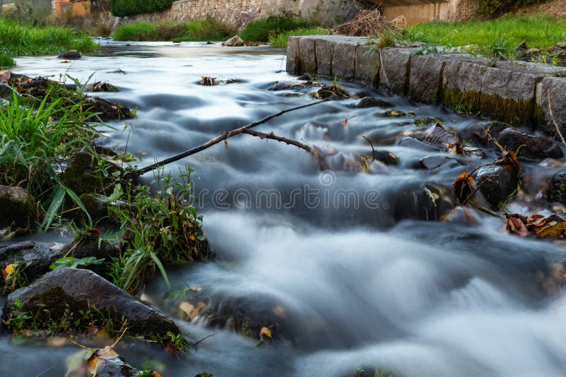 Waterfall Mountain View Close Up. Mountain River Waterfall Landscape ...