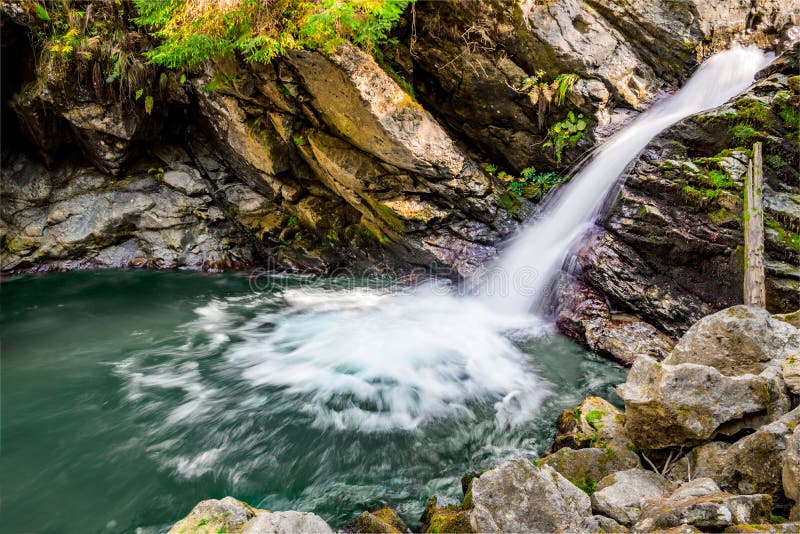 Waterfall Mountain View Close Up. Mountain River Waterfall Landscape ...