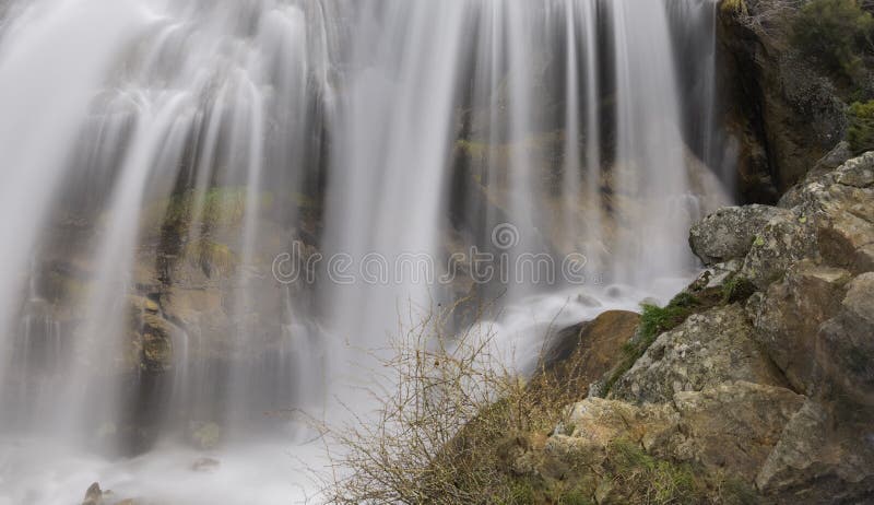 Waterfall on the Mountain in a Warm Spring Stock Image - Image of ...