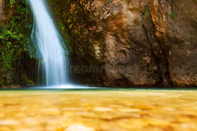 Waterfall in the Mountains, Beautiful Summer Bright Landscape Stock ...