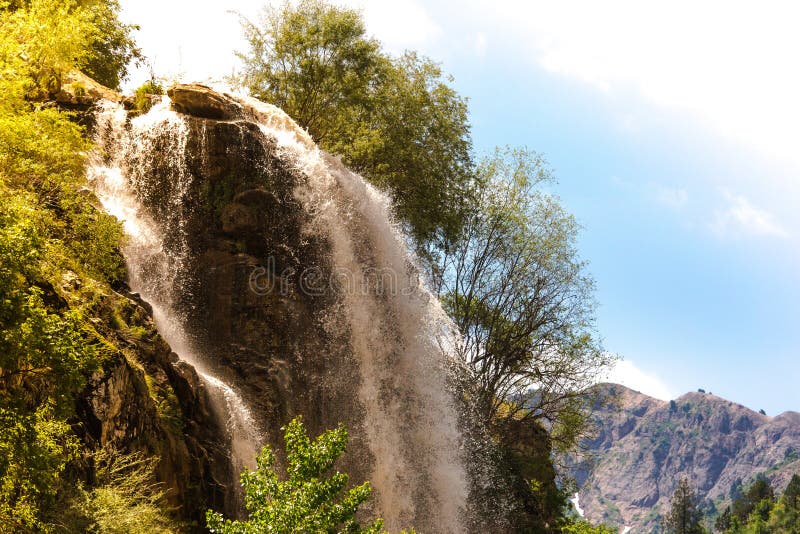 Waterfall in the Mountains. Bright Landscape Stock Image - Image of ...