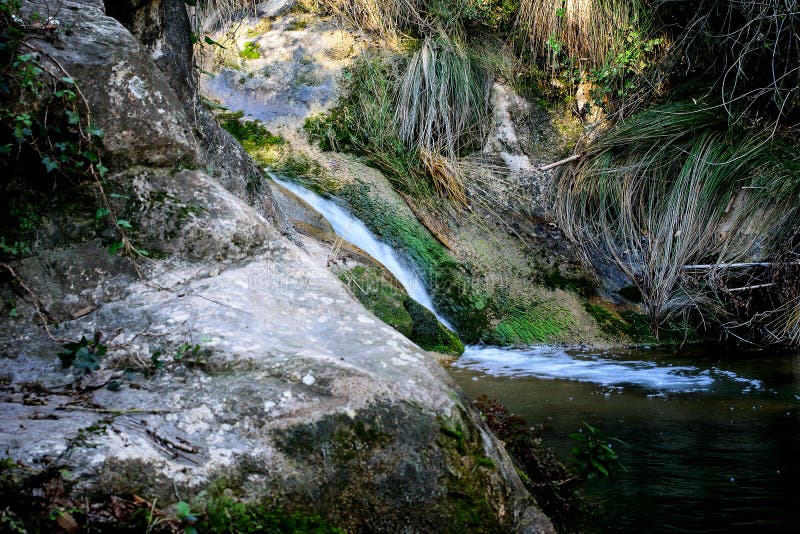 Waterfall in the Mountains in the Countryside. Stock Photo - Image of ...