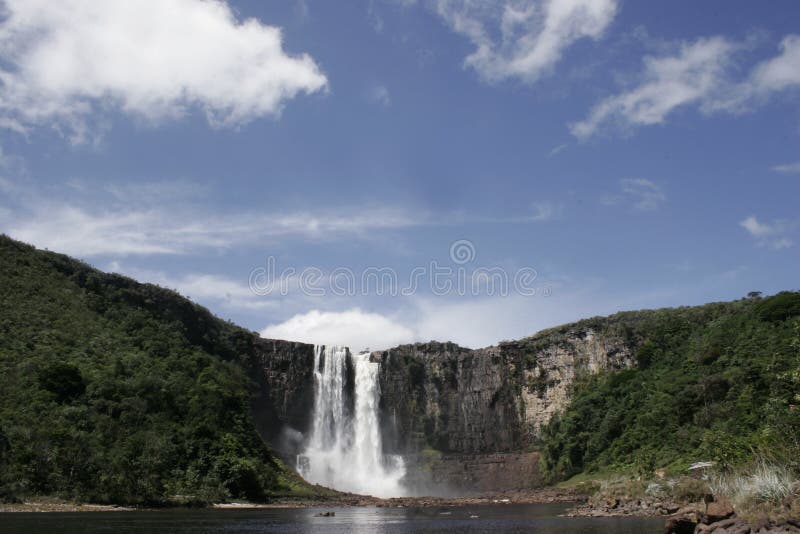 Waterfall between Mountains in the Daytime Stock Photo - Image of ...