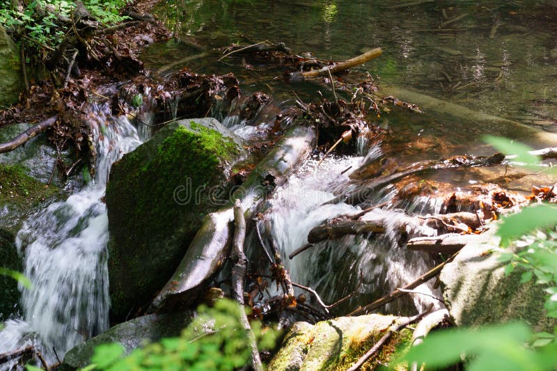 Waterfall in the Mountains, Green and Brown Colours. Stock Photo ...
