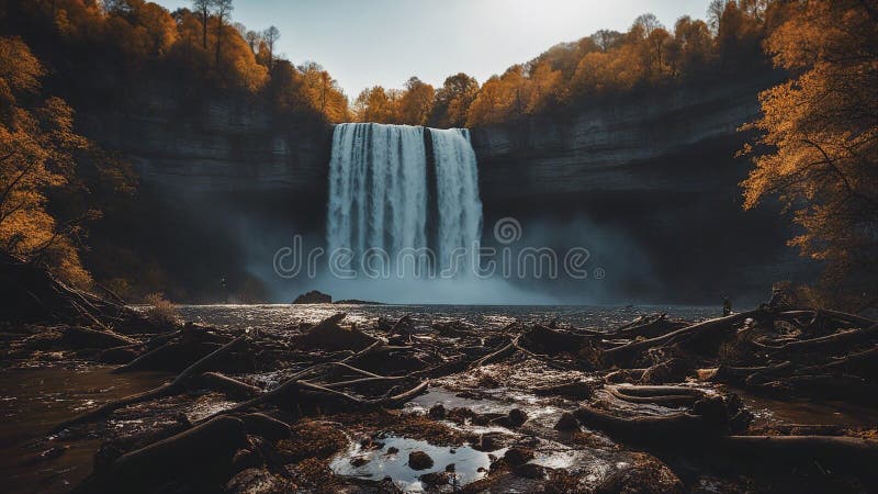 Waterfall in the Mountains Horror Waterfall of Death, with a Landscape ...