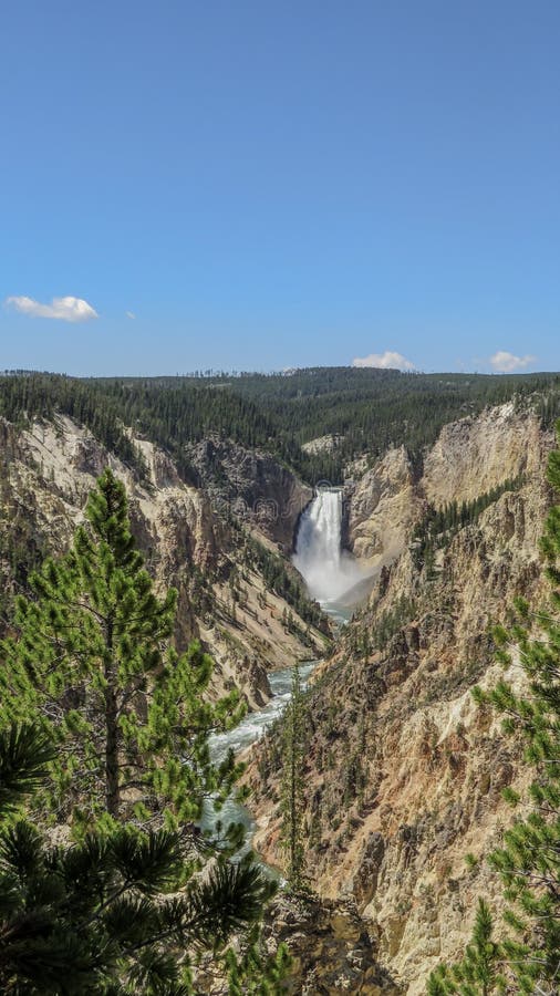 Huge View of a Waterfall at the Grand Canyon of Yellowstone National ...